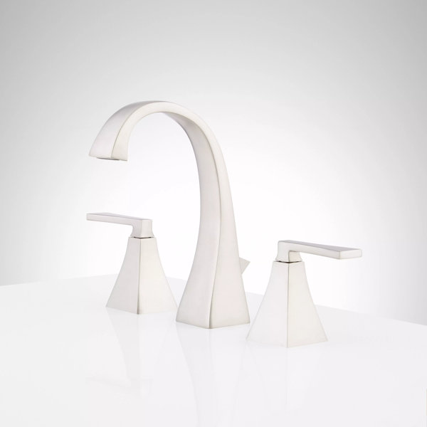 Signature Hardware Vilamonte 1.2 GPM Widespread Bathroom Faucet with Metal Lever Handles and Pop ...